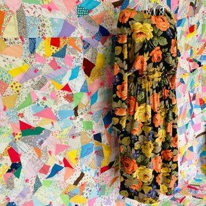 Vintage | Dresses | Vintage 8s Dress Dark Floral Rose 980s Cottage Core ...